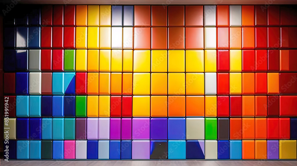 acrylic gradient panels with rounded corners on the wall, color scheme ...