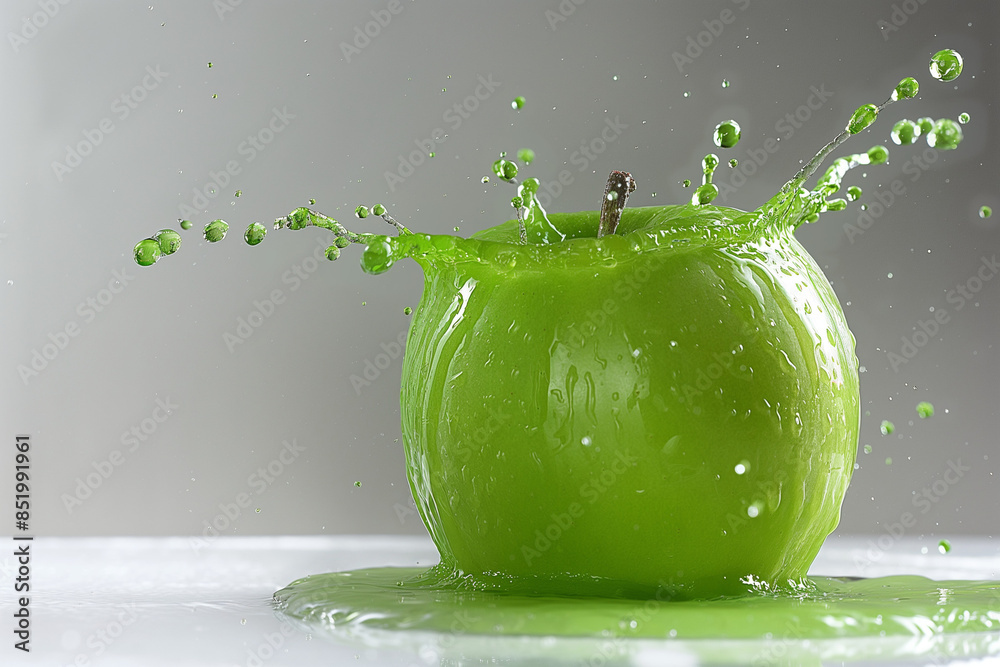 green apple splash, A crisp green apple juice splash frozen in mid-air ...