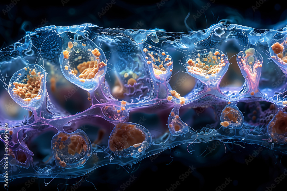 Microscopic image of taste bud sensory cells on the tongue, showing the ...