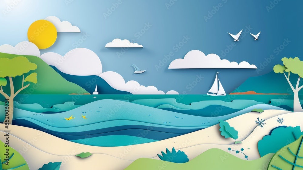 a picturesque coastal scene with sandy beachesazure watersand thriving ...