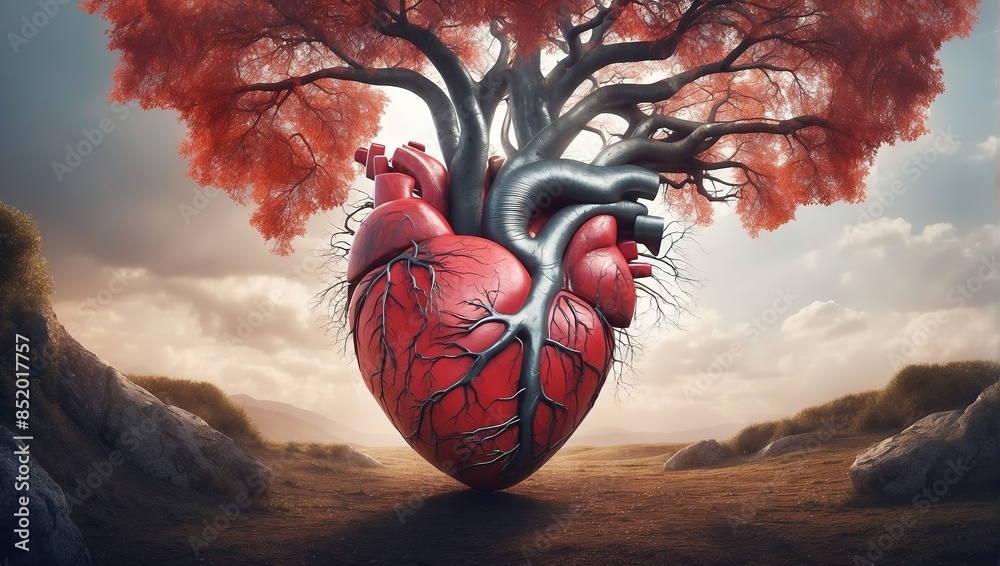 Human heart health concept as a symbol for growing a body organ and the ...