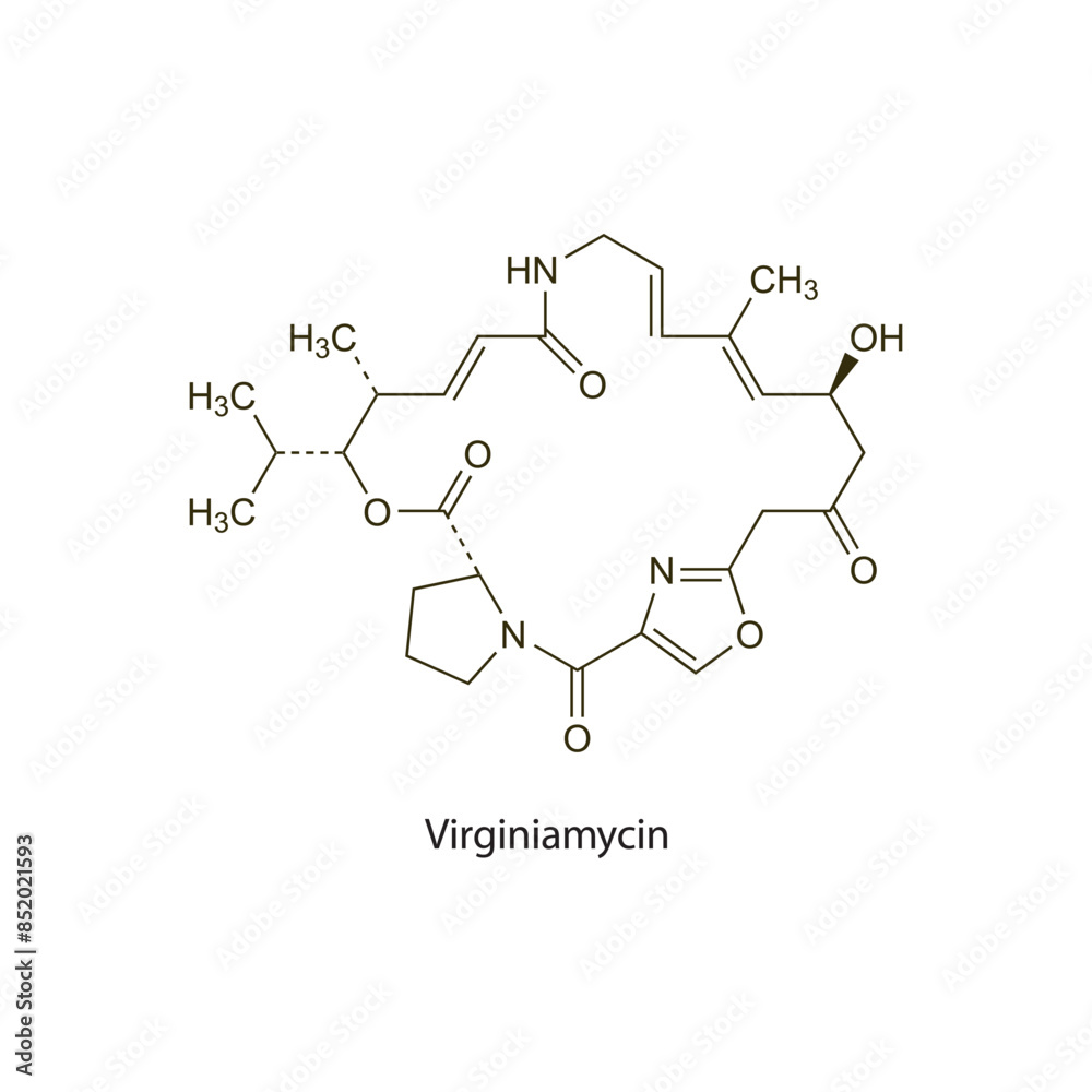 Vetor de Pyridostigmine flat skeletal molecular structure ...