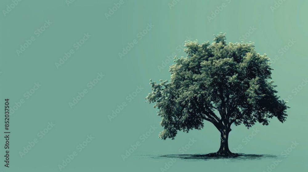 An isolated tree set against a background serves as a captivating ...
