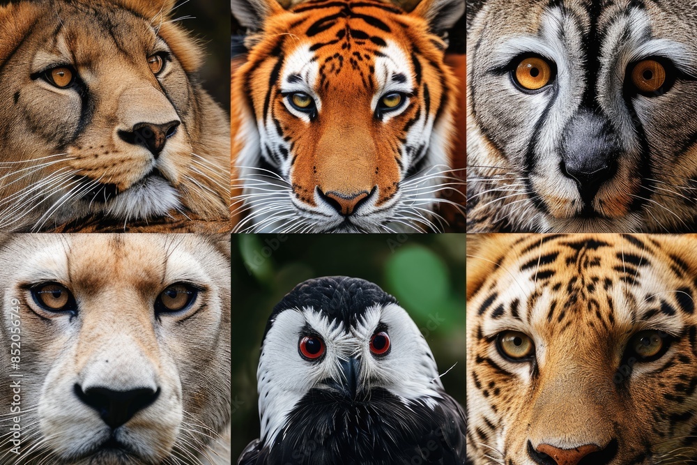 a collage of different types of animals, Endangered species collage ...