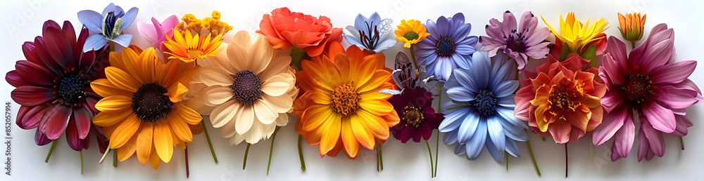 Set, collection of different beautiful flowers, blossoms. Various ...