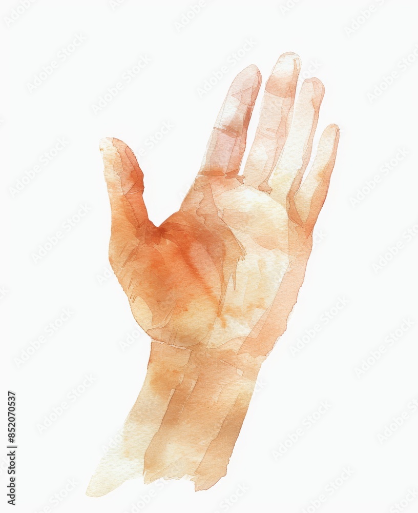 An abstract art watercolor painting illustration design of a hand ...
