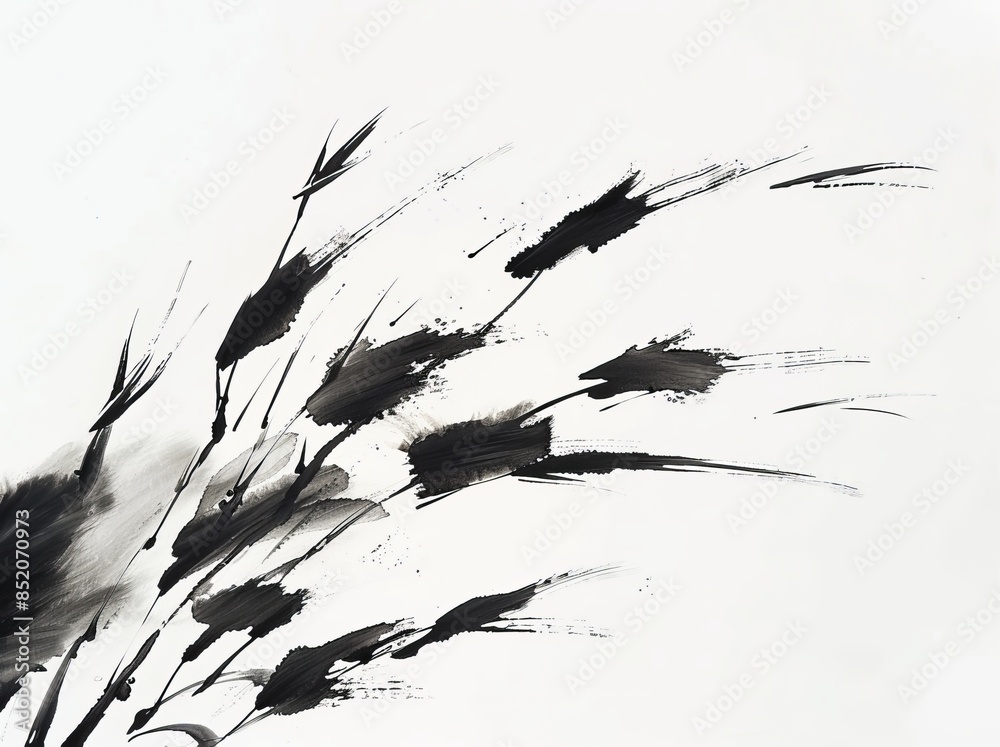 Drawing illustration watercolor painting black and white abstract art ...