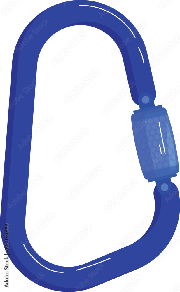 Blue carabiner clip isolated white background, strong durable equipment ...