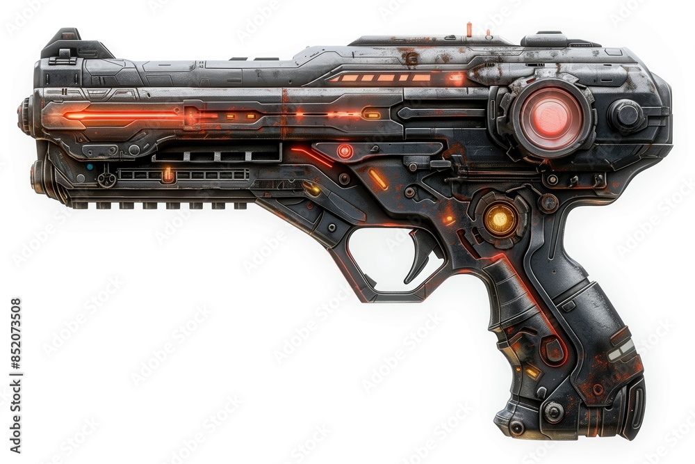 Futuristic Firearm Concept Art, Digital Laser Gun Design, Plasma Pistol ...