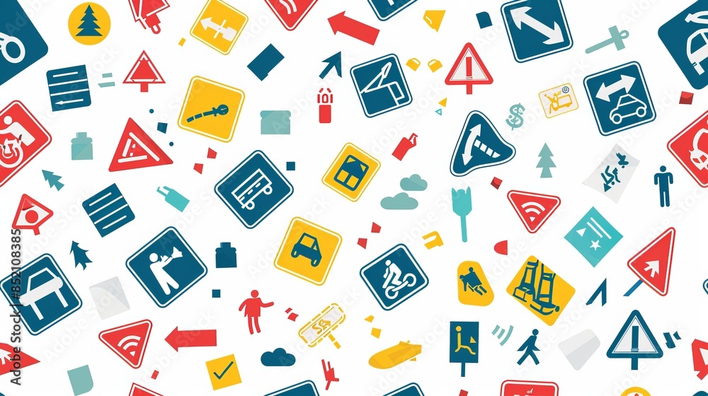 Vector illustration of road signs isolated on a white background ...