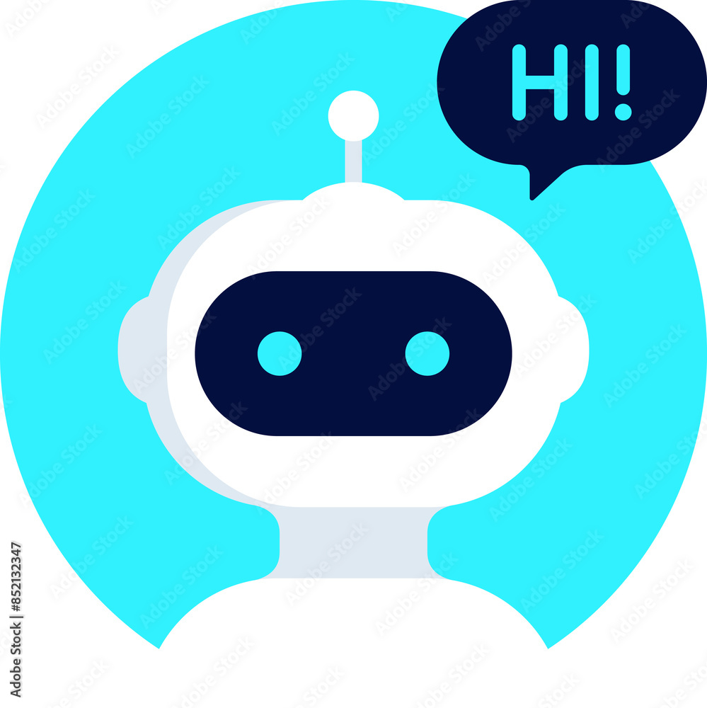 Chat bot icon design. Robot say Hi. Virtual smart assistant Bot icon ...