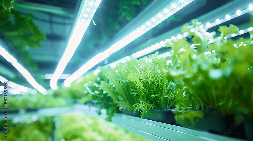 Vertical Farming Under UV Light Racks with Vertically Stacked Layers of ...