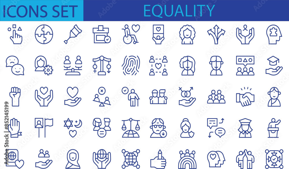Equality Line Editable Icons set. Vector illustration in modern thin ...