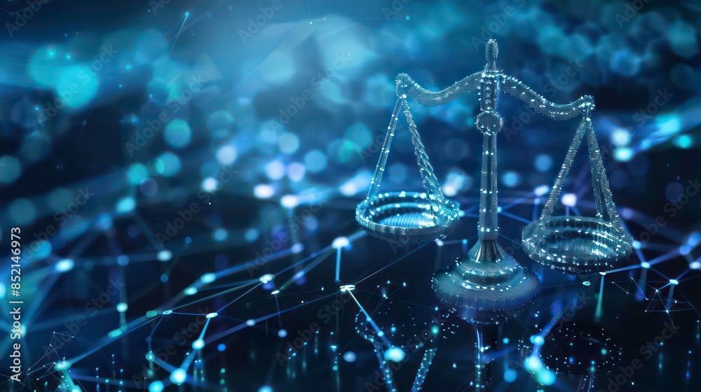Digital scales of justice symbol with futuristic tech theme cyber law ...