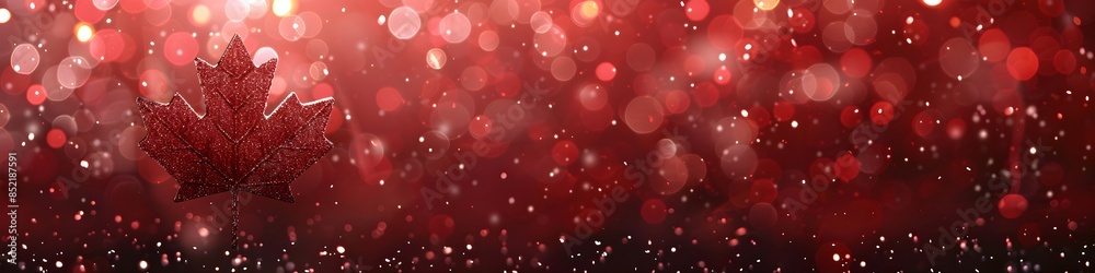 Canadian flag design with magical snowfall and sparkling lights on red ...