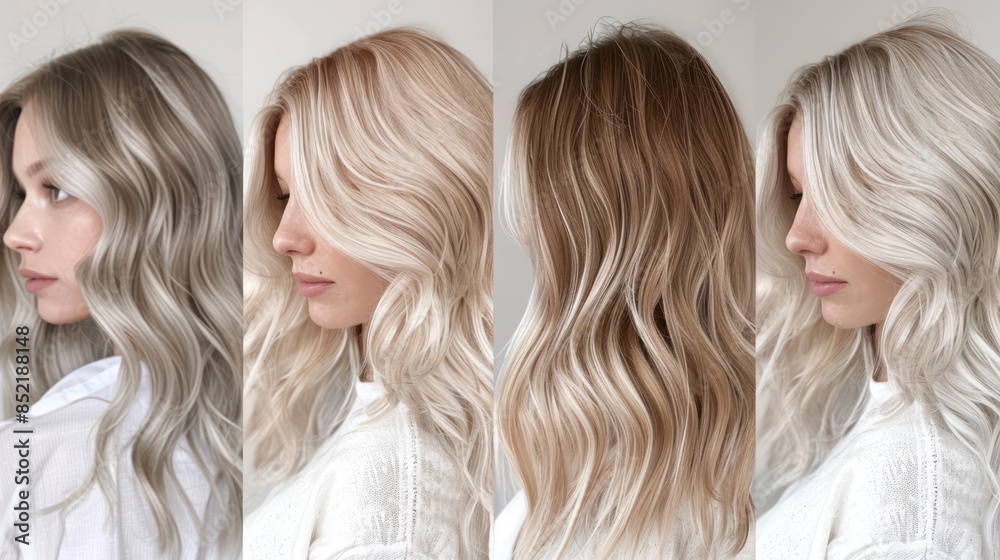 Blonde Hair Color Palette With Different Shades Of Hair Colors Stock ...