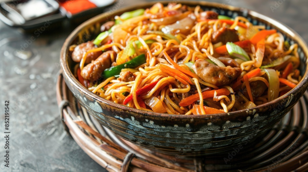 Filipino style home cooked chow mein pansit Stock Photo | Adobe Stock