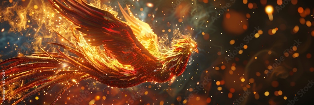 Phoenix bird fire fantasy firebird abstract magic 3D eagle animal ...