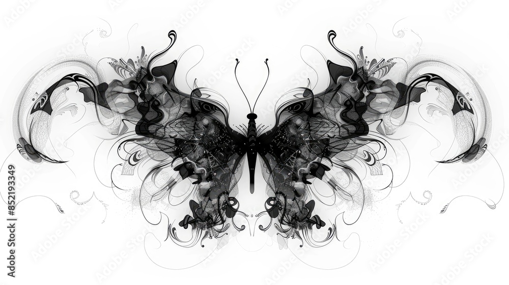 Modern acid graphic design clip art of butterfly shape with gothic ...