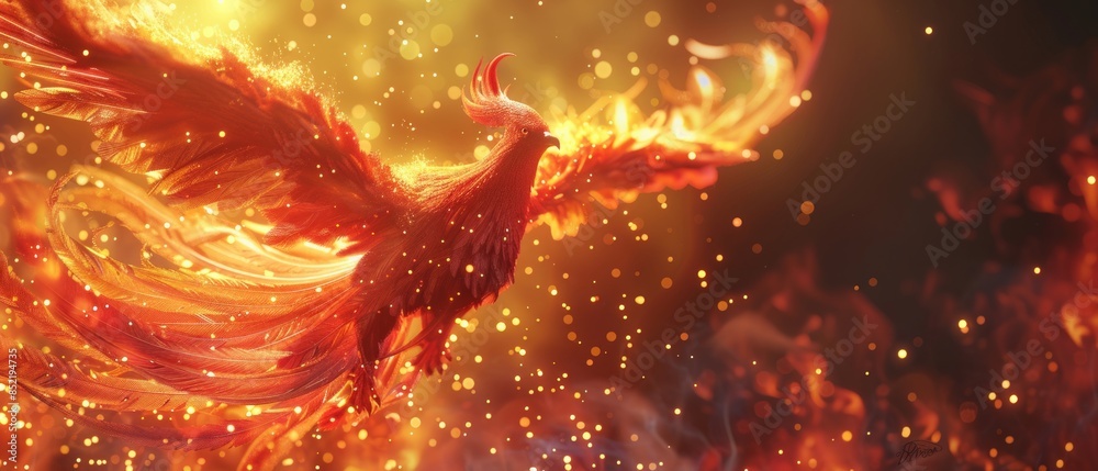 Phoenix bird fire fantasy firebird abstract magic 3D eagle animal ...