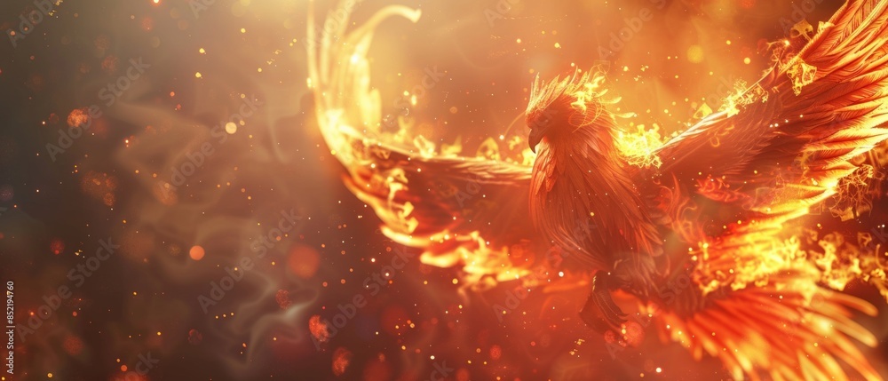 Phoenix bird fire fantasy firebird abstract magic 3D eagle animal ...