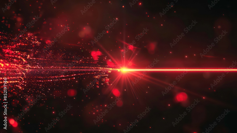 This set of vertical red lens flares is a combination of laser beams ...