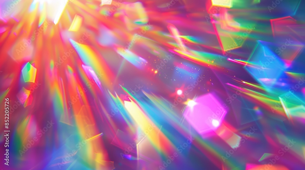Abstract background with holographic rainbow prism lens flare ...