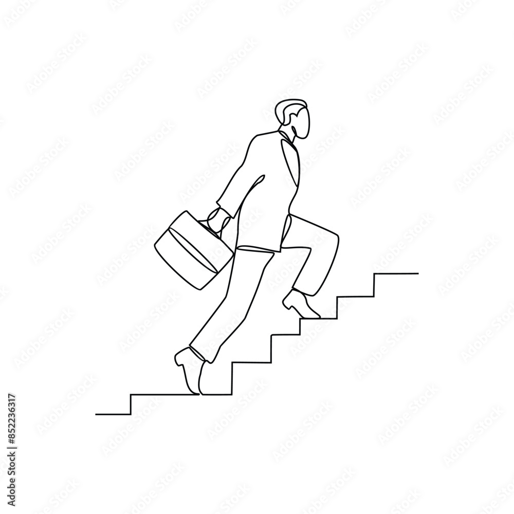 One continuous line drawing of employee grow up their career in one ...