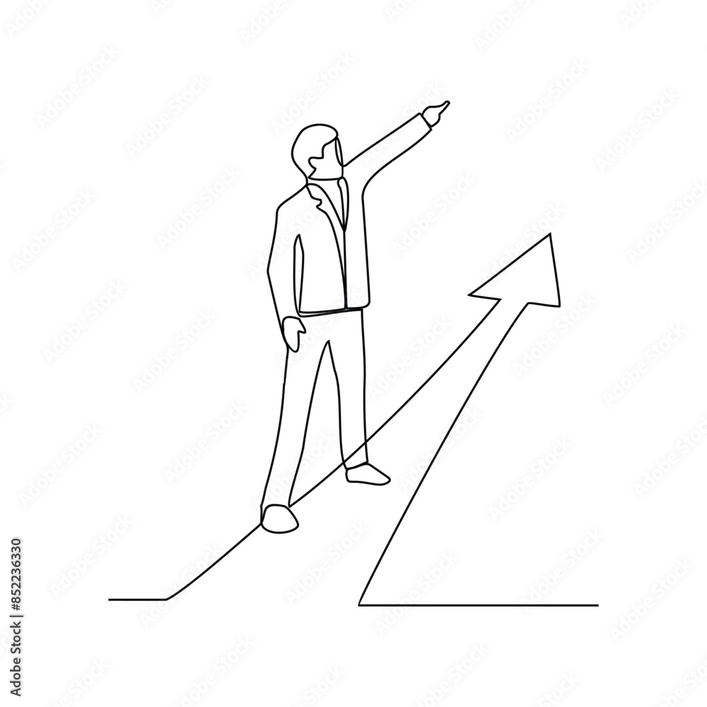 One continuous line drawing of employee grow up their career in one ...