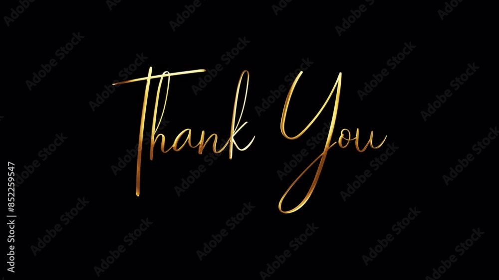 Thank you Gold Text shine titles loop abstract background. Isolated ...