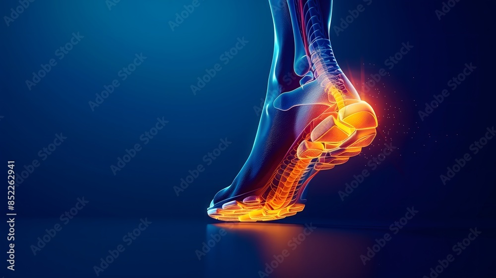 Foot - detailed side view of a foot in motion, showing the skeletal ...