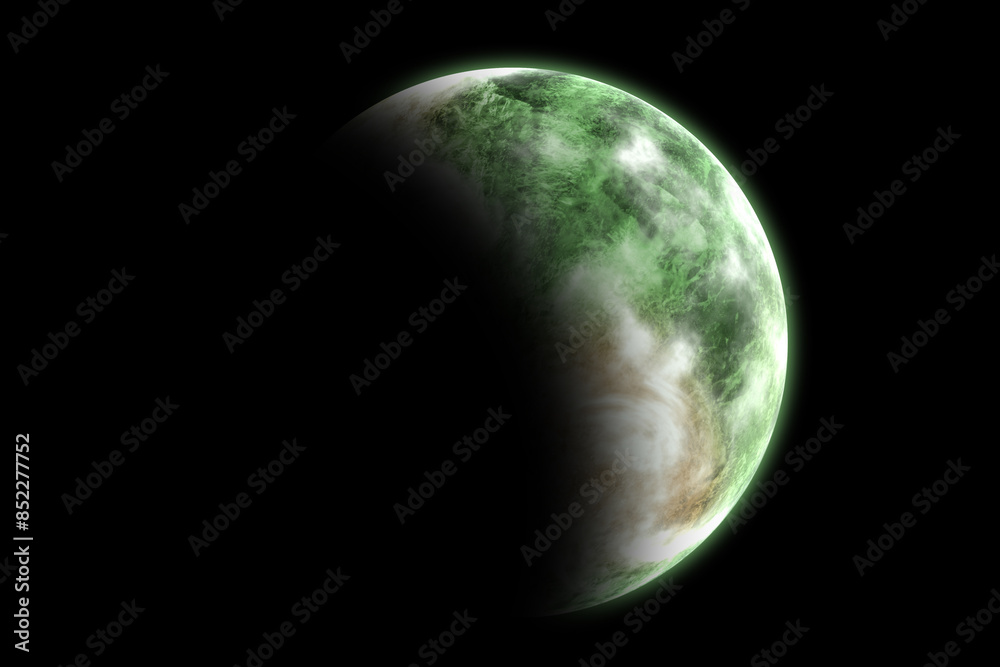 ภาพประกอบสต็อก Outer space exoplanet 3d illustration, wonderful alien ...