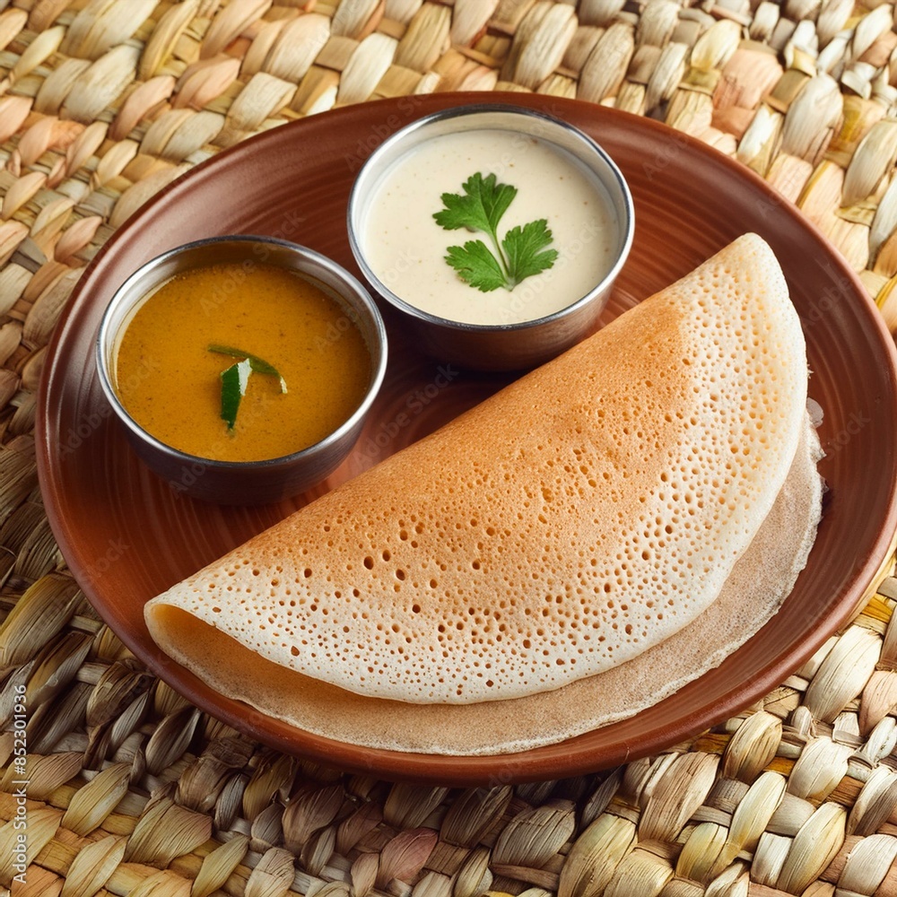 South indian food dosa also called dosai, dosey, or dosha served with ...
