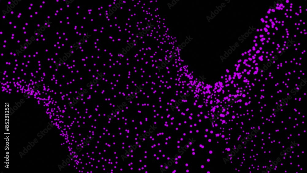 3d styles particle movement on a black background. pink particles ...