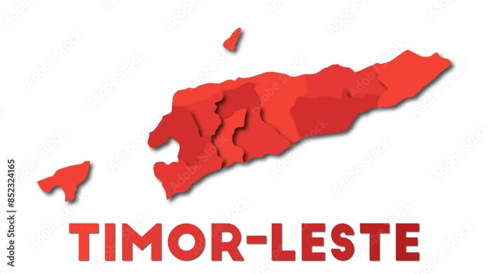 Timor-Leste map showing regions. Animated country map with title. 4k resolution animation. Stock ...