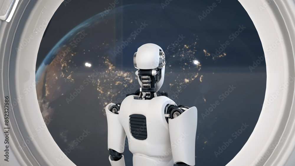 ภาพประกอบสต็อก MLP 3d illustration Futuristic robot, artificial ...