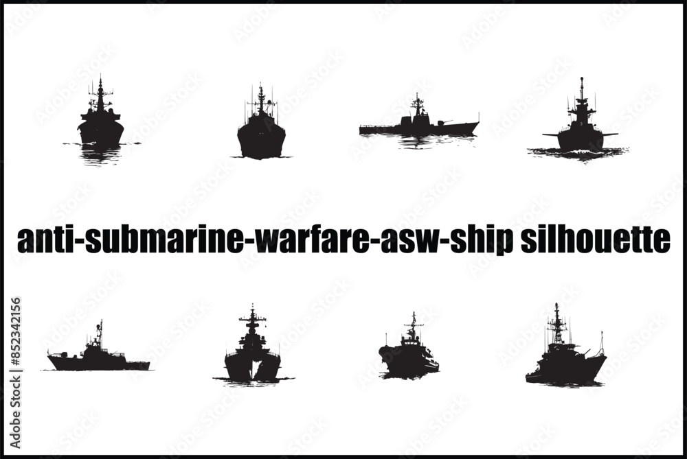 ASW Ship, Anti-Submarine Warfare, Military Ship, Naval Silhouette ...