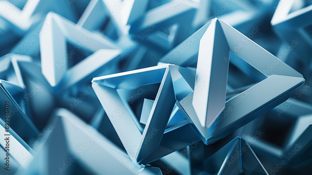 Abstract 3D diagram of interlocking tetrahedrons with smooth edges ...