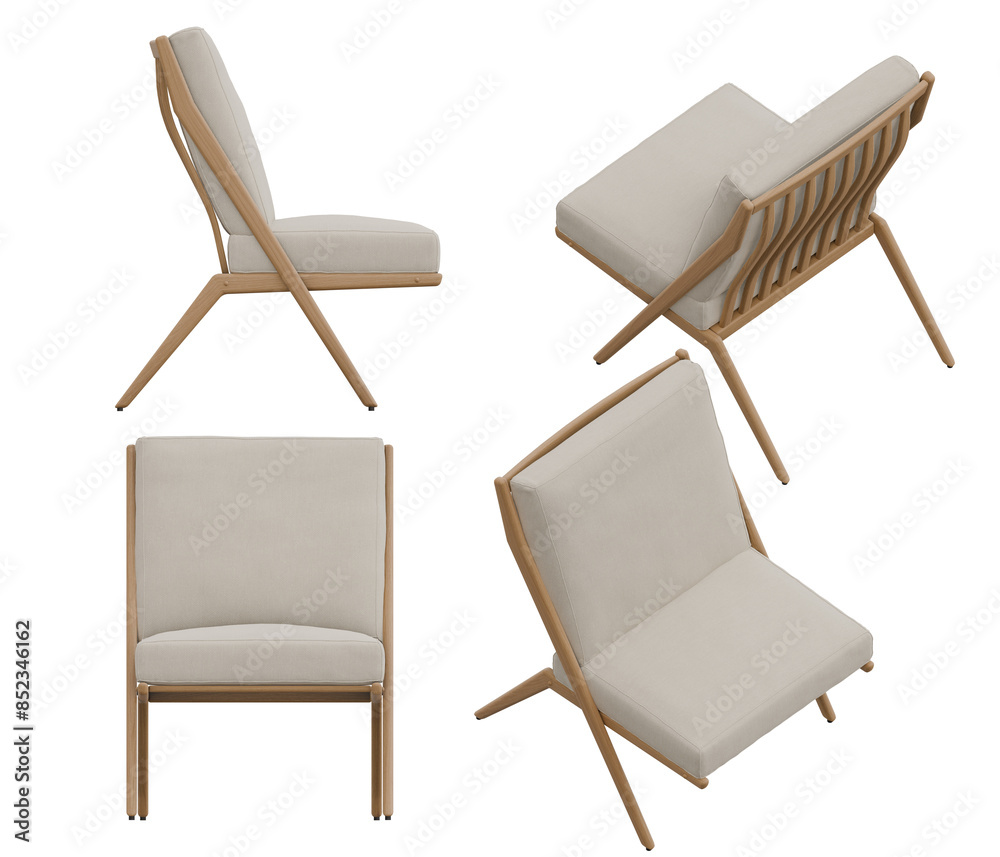 isometric view Chair isolated on white background. top view, front view ...