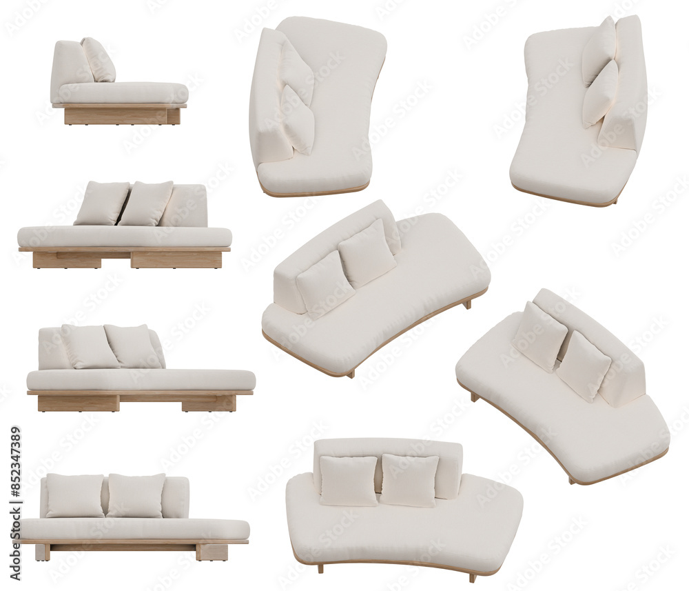 sofa, living room,isometric sofa with pillows mockup,top view, front ...