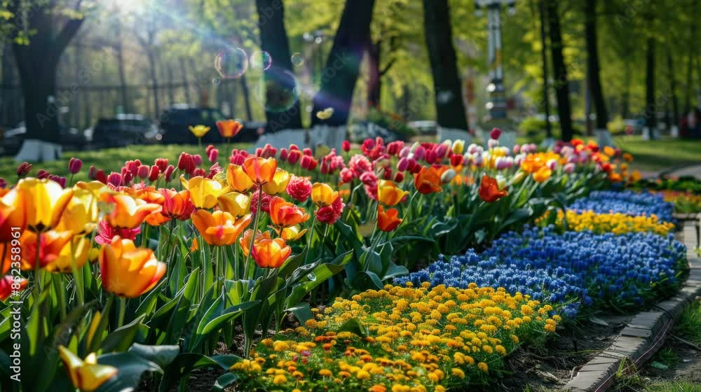very beautiful and lush flower garden. seamless looping time-lapse ...