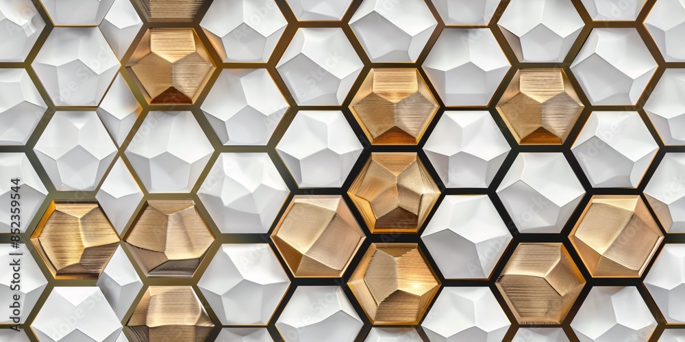 Modern 3D design featuring a geometric arrangement of hexagons in a ...