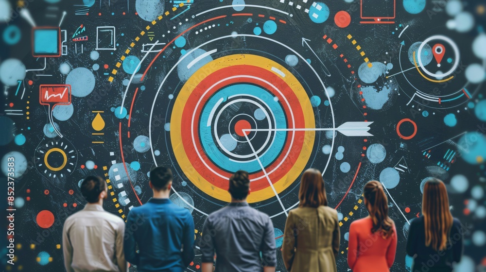 Visual of market research identifying target audience, creating ...