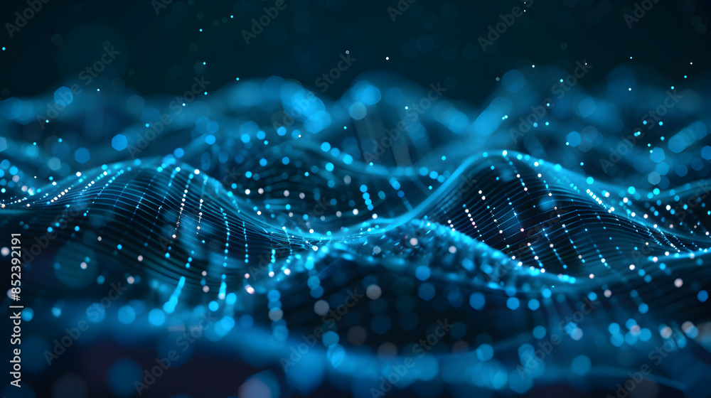 Dark blue digital background technology technological operations neural networks AI big data ...