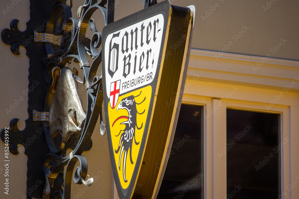 Germany, 10, June, 2024: Ganter Bier sign in Freiburg. Stock Photo ...