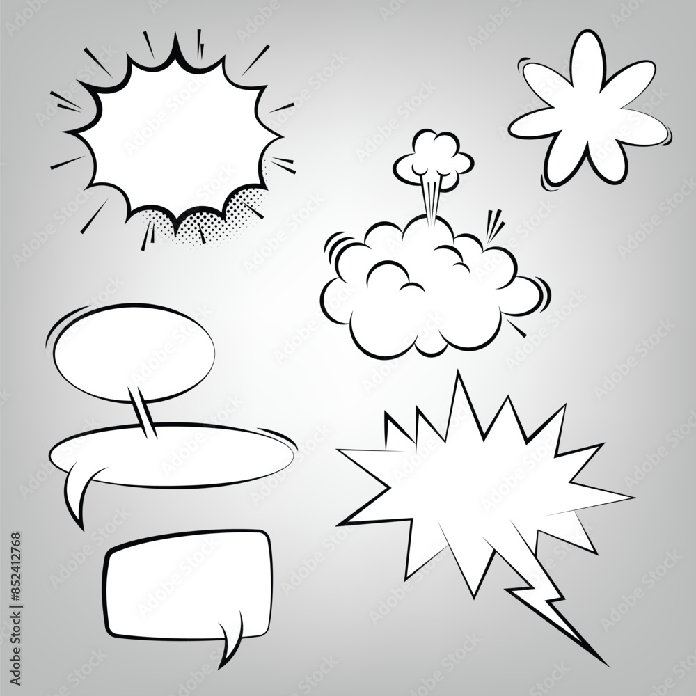 Set of comic speech bubbles. different types of comic book speech ...