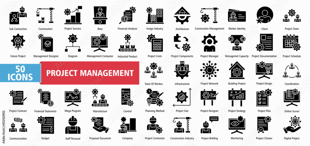 Project construction management icon collection set. Containing ...