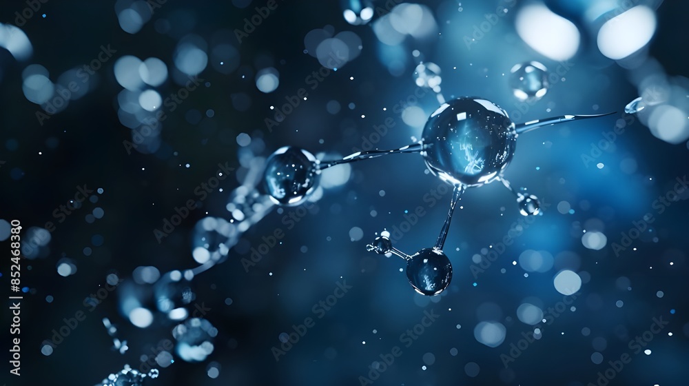 Water drop falling down on surface. Collagen, vitamin or serum drop ...
