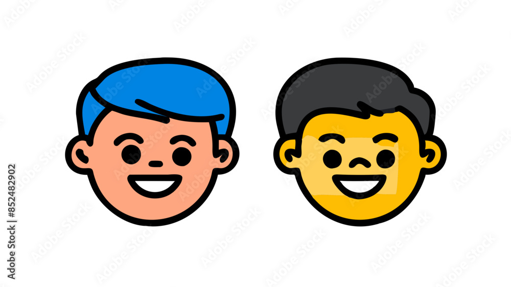 Two cartoon character faces in front of a transparent background. The ...
