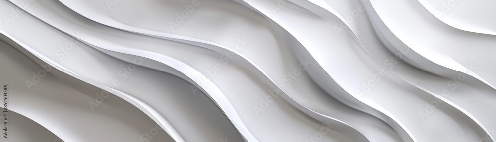 Minimalistic white wall with folded creases creating striped patterns ...